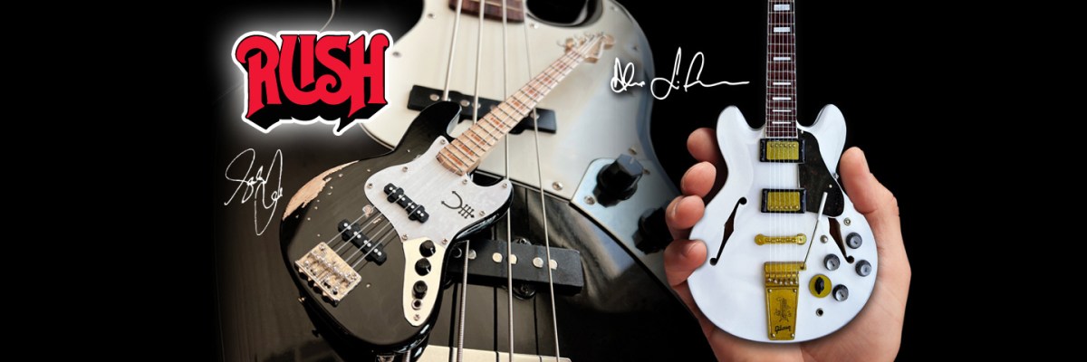 RUSH™ Mini Guitars and Bass: Geddy Lee and Alex Lifeson Replica ...